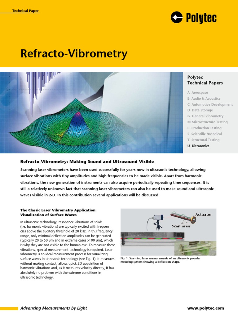 Refracto-Vibrometry: Polytec Technical Papers | PDF | Ultrasound | Sound