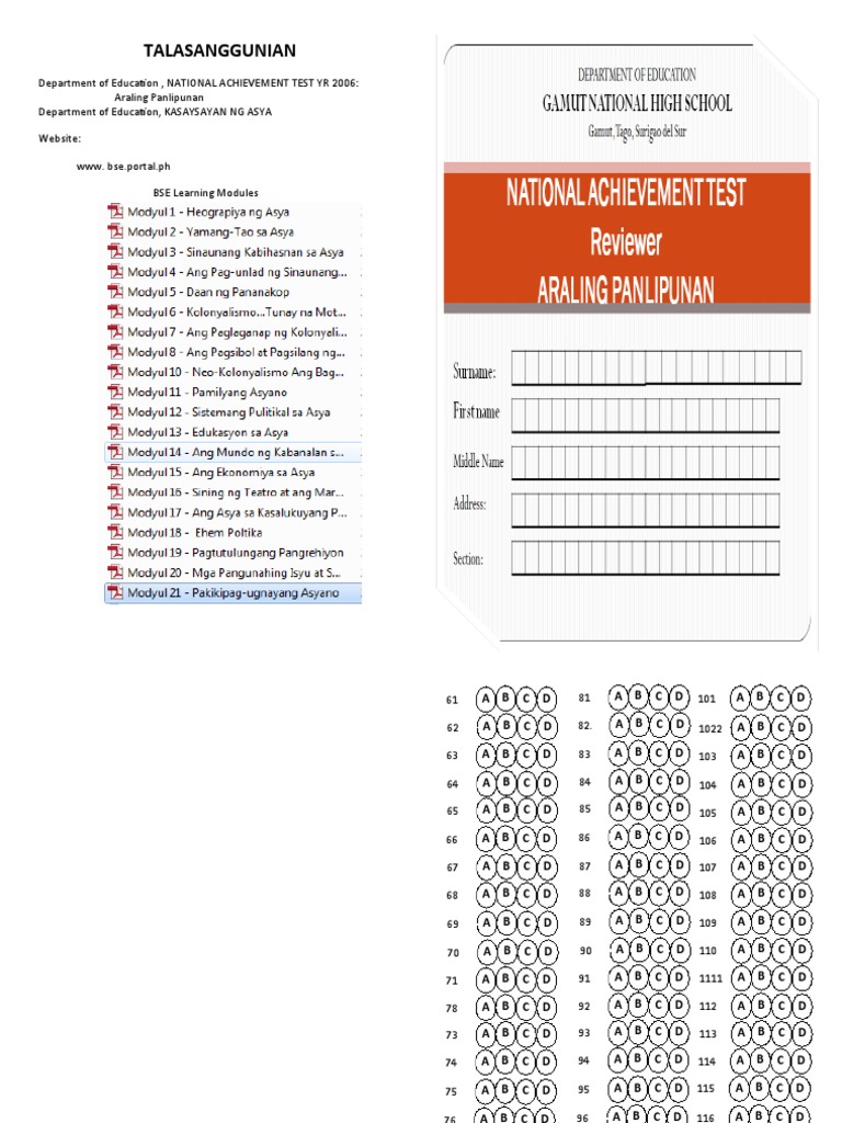 2006 National Achievement Test Results | PDF