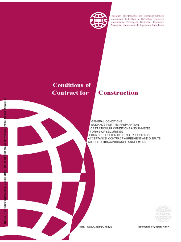 Fidic Construction Contract 2nd Ed 2017 Red Book | PDF | Copyright ... Fidic Construction Contract 2nd Ed 2017 Red Book | PDF | Copyright ...