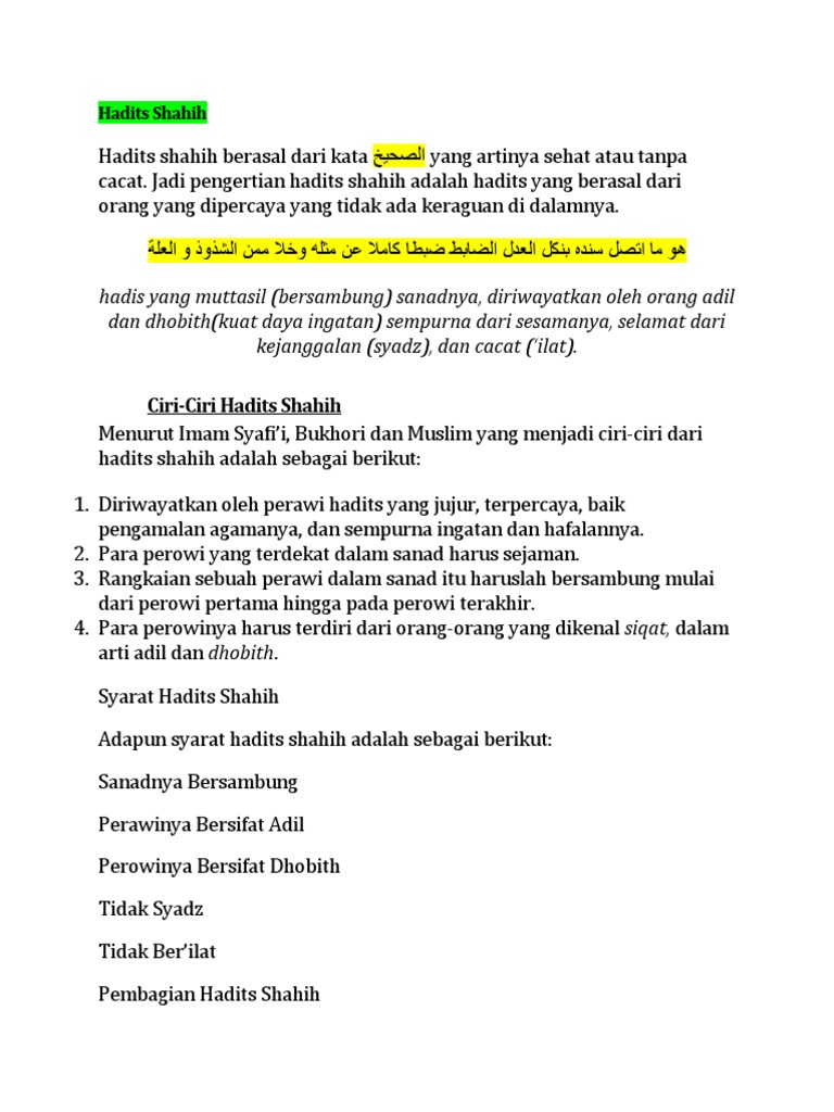 Hadits Shahih, Hasan, Dhaif, Palsu | PDF