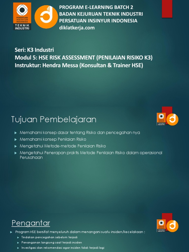 (Modul 5) Penilaian Risiko K3 (HSE Risk Assessment) | PDF