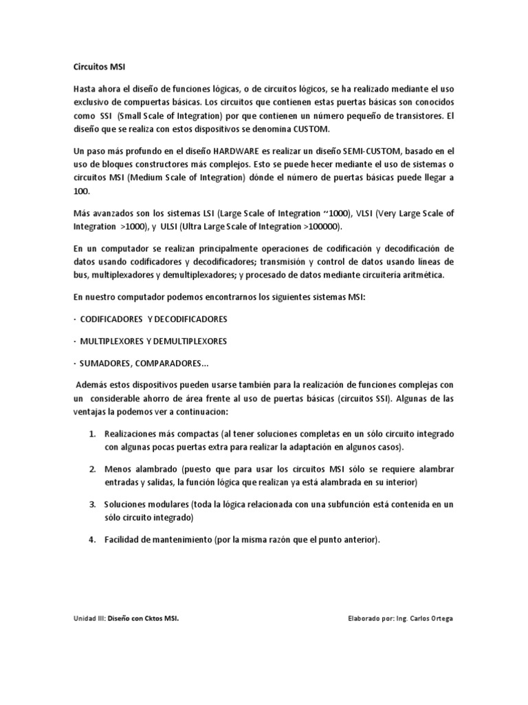 Unidad III - Diseño Con Circuitos MSI | PDF | Decimal codificado en binario | Poco
