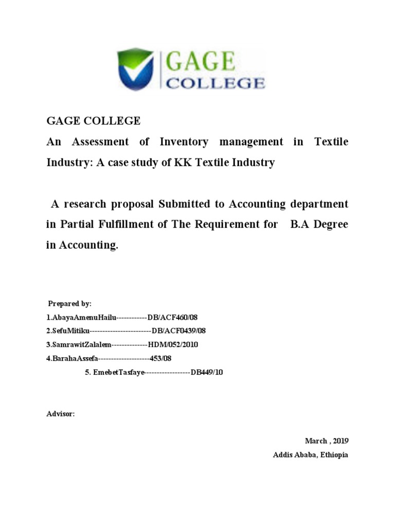 Assessment of Inventory Management in Textile Industry | PDF ...