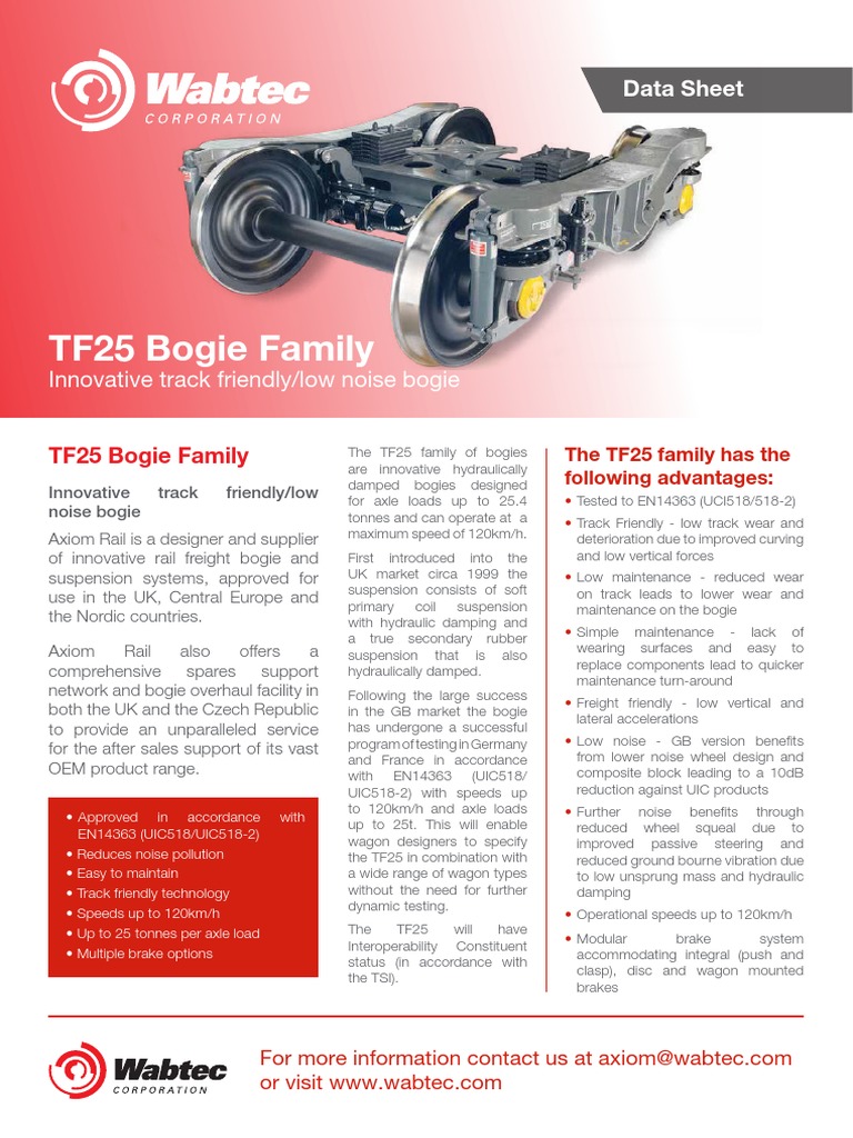 Wabtec Axiom TF25 Bogie Family Data Sheet | PDF | Rail Transport | Brake