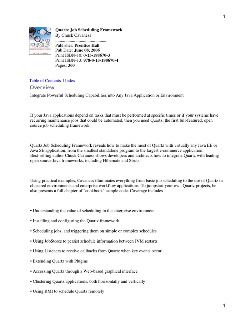 Quartz Job Scheduling Framework Building Open Source Enterprise Applications | PDF | Scheduling ...