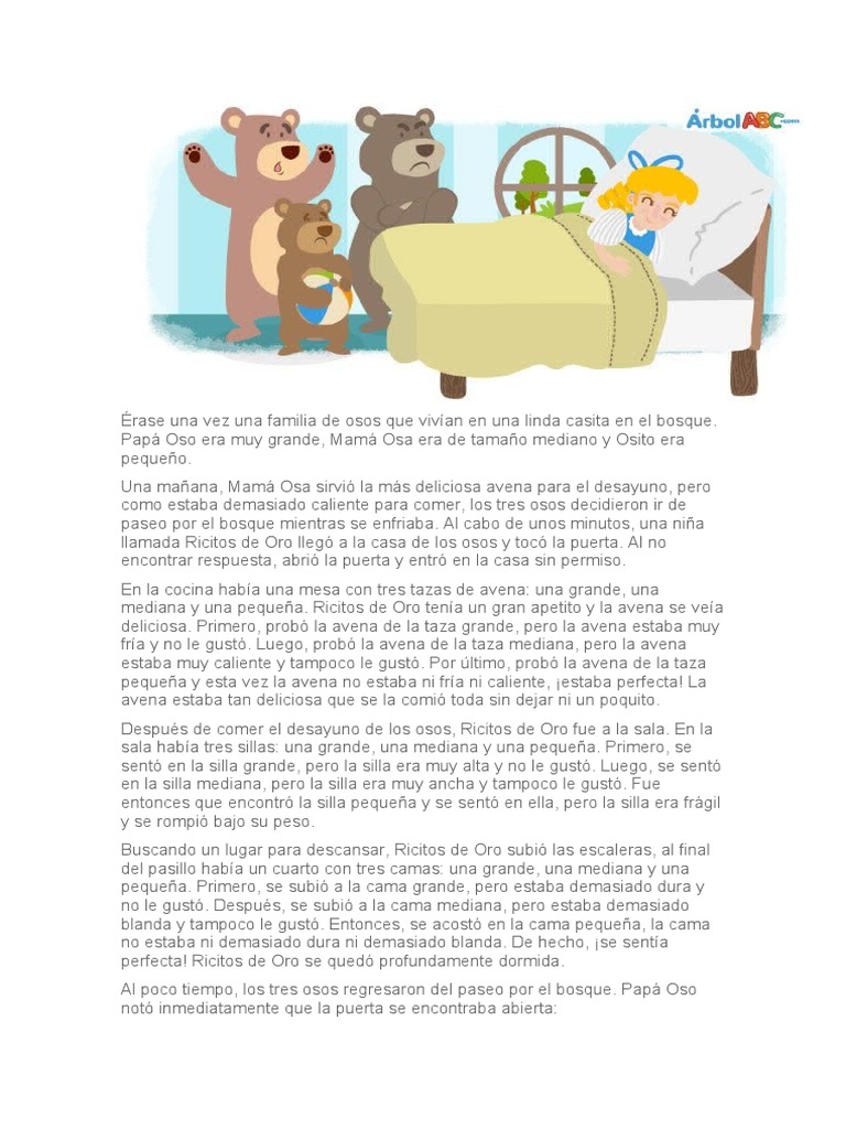 Érase Una Vez Una Familia de Osos Que Vivían en Una Linda Casita en El ...