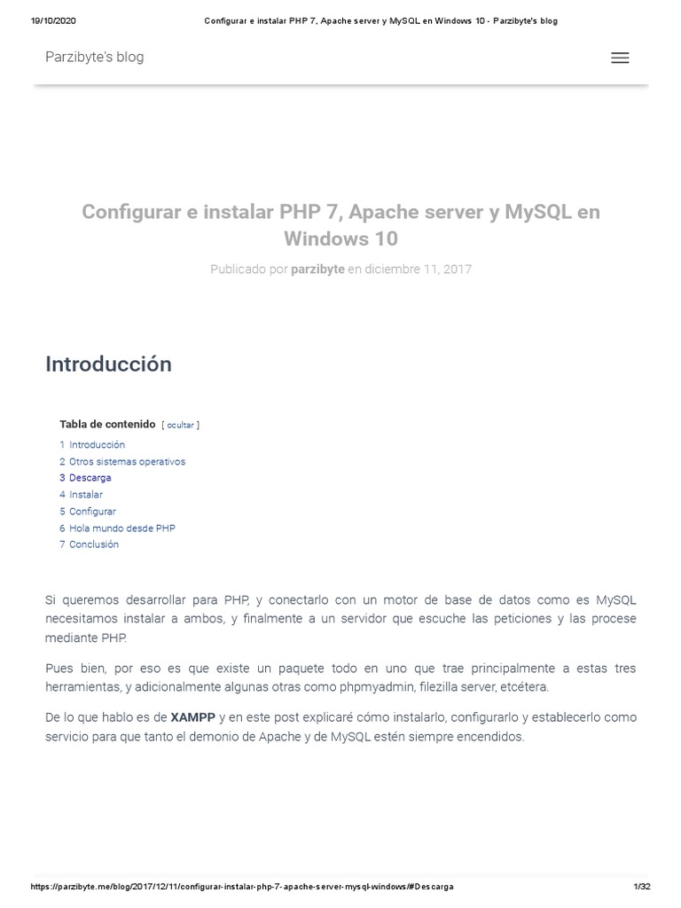 Configurar e Instalar PHP 7, Apache Server y MySQL en Windows 10 - Parzibyte's Blog | PDF | Php ...