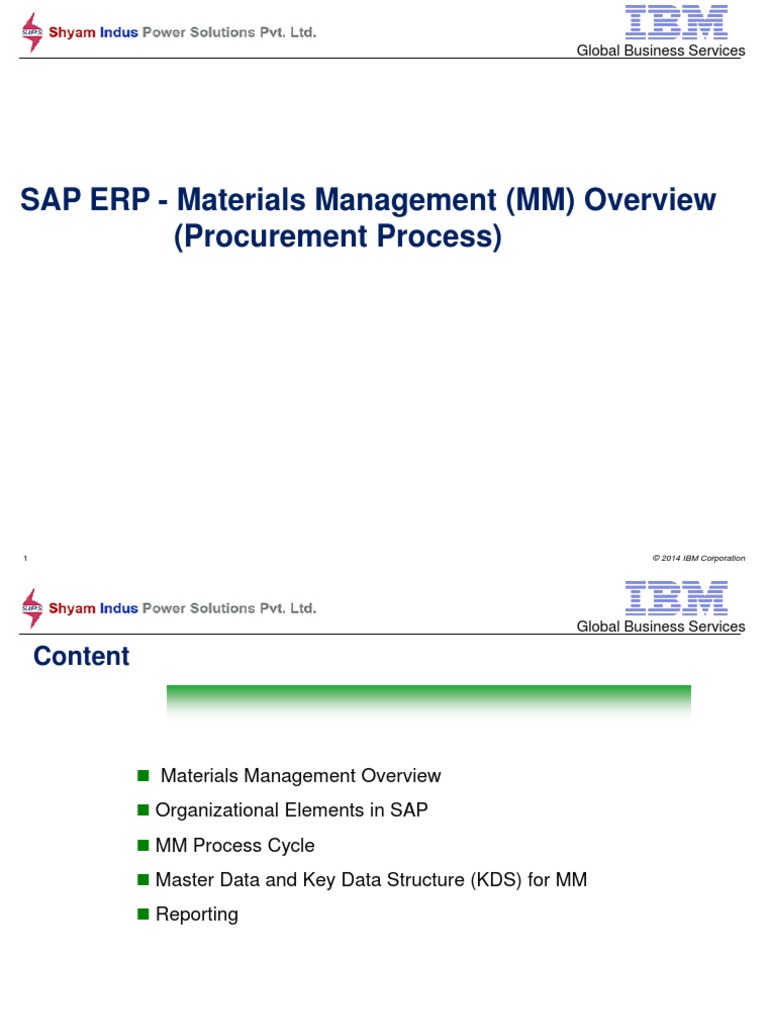 SAP MM Overview - Procurement - SIPS | PDF | Procurement | Inventory
