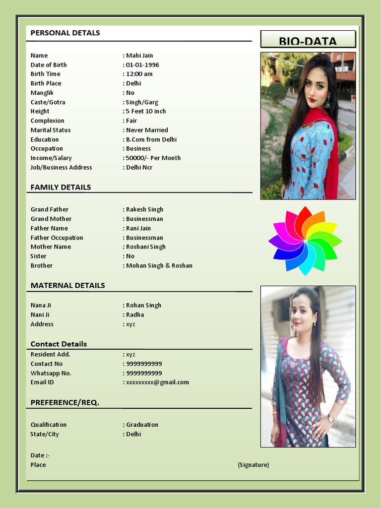 Marriage Bio Data Format | PDF