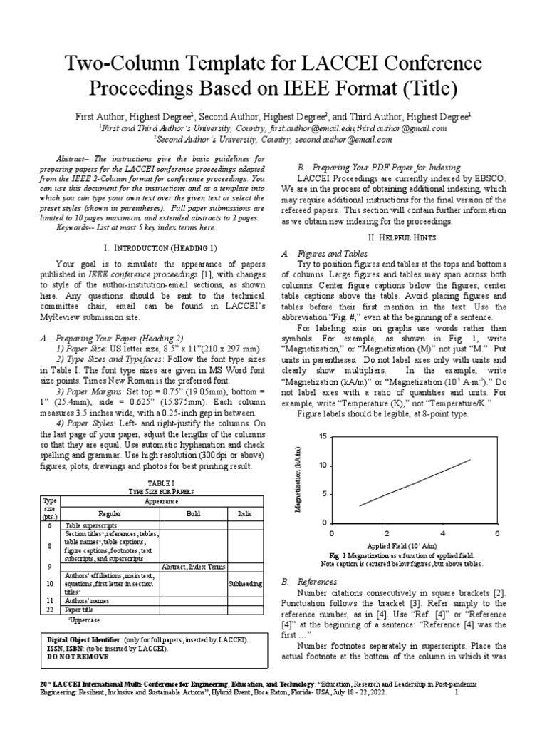 Two-Column Template For LACCEI Conference Proceedings Based On IEEE ...