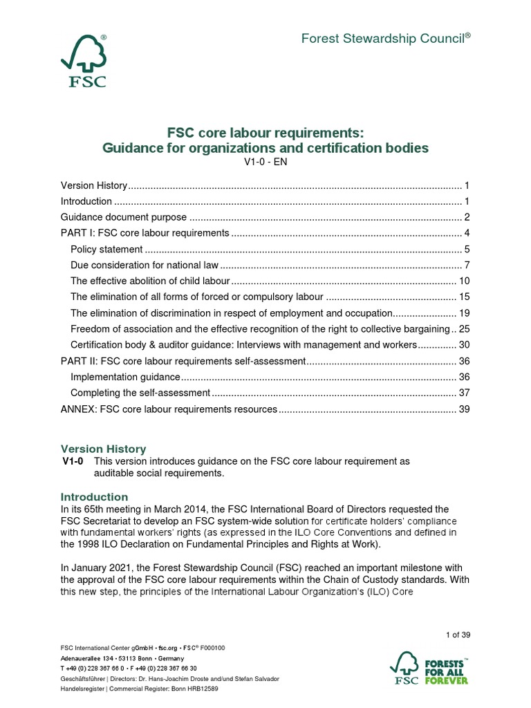 FSC IC Guidance CLR EN V1-0 | PDF | Forest Stewardship Council | Employment