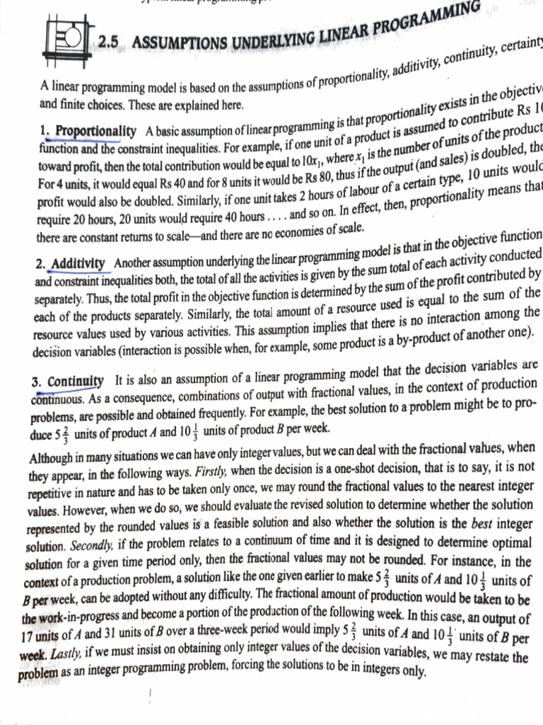 Assumptions of LPP | PDF | Linear Programming | Analysis
