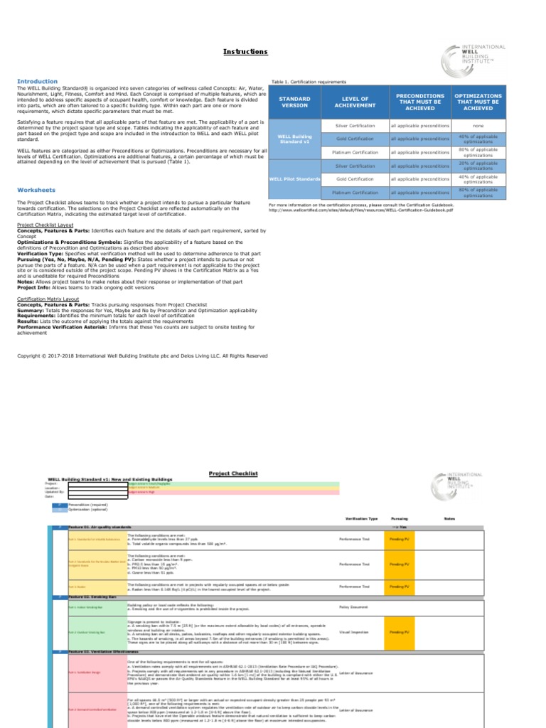 WELL Certification Checklist | PDF | Ventilation (Architecture ...