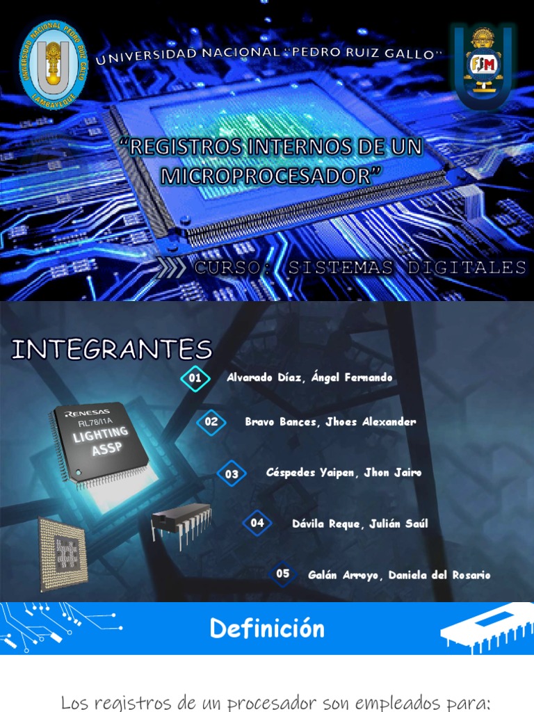 Registros Internos de Un Microprocesador (Ingeniería Electrónica - UNPRG) | PDF