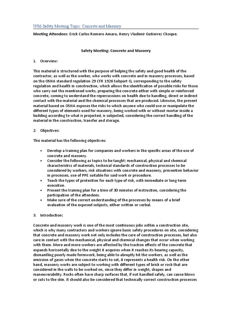 Concrete and Masonry Safety Training | PDF | Concrete | Masonry