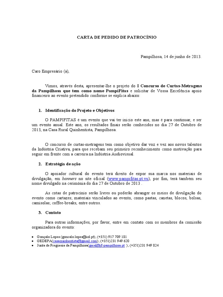 Carta de Patrocinio | PDF