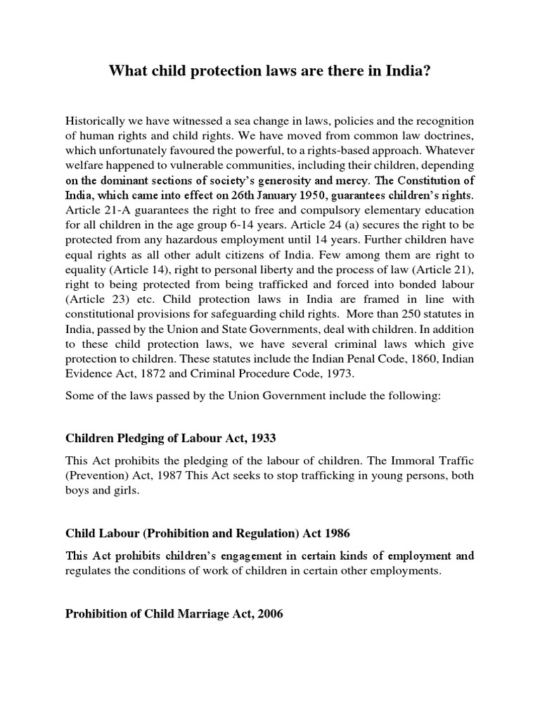 Child Protection Laws Overview | PDF | Public Law | Crime & Violence