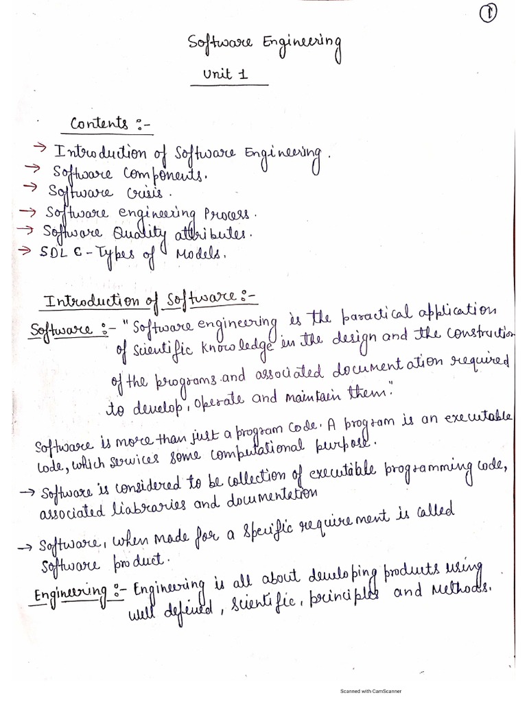 Software Engineering Hand Written Notes | PDF