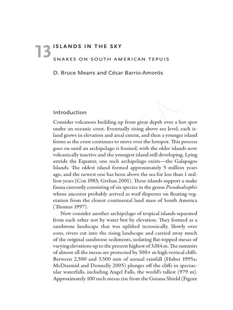 Island in The Sky Snakes On South American Tepuis | PDF