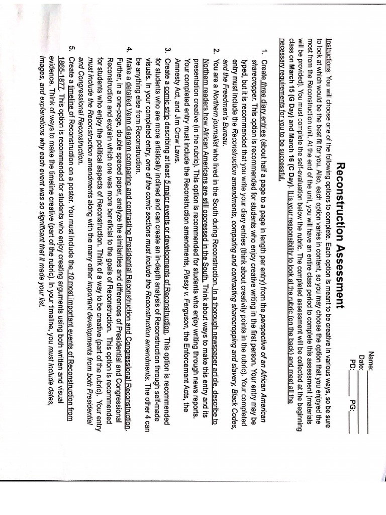 Reconstruction Assessment | PDF