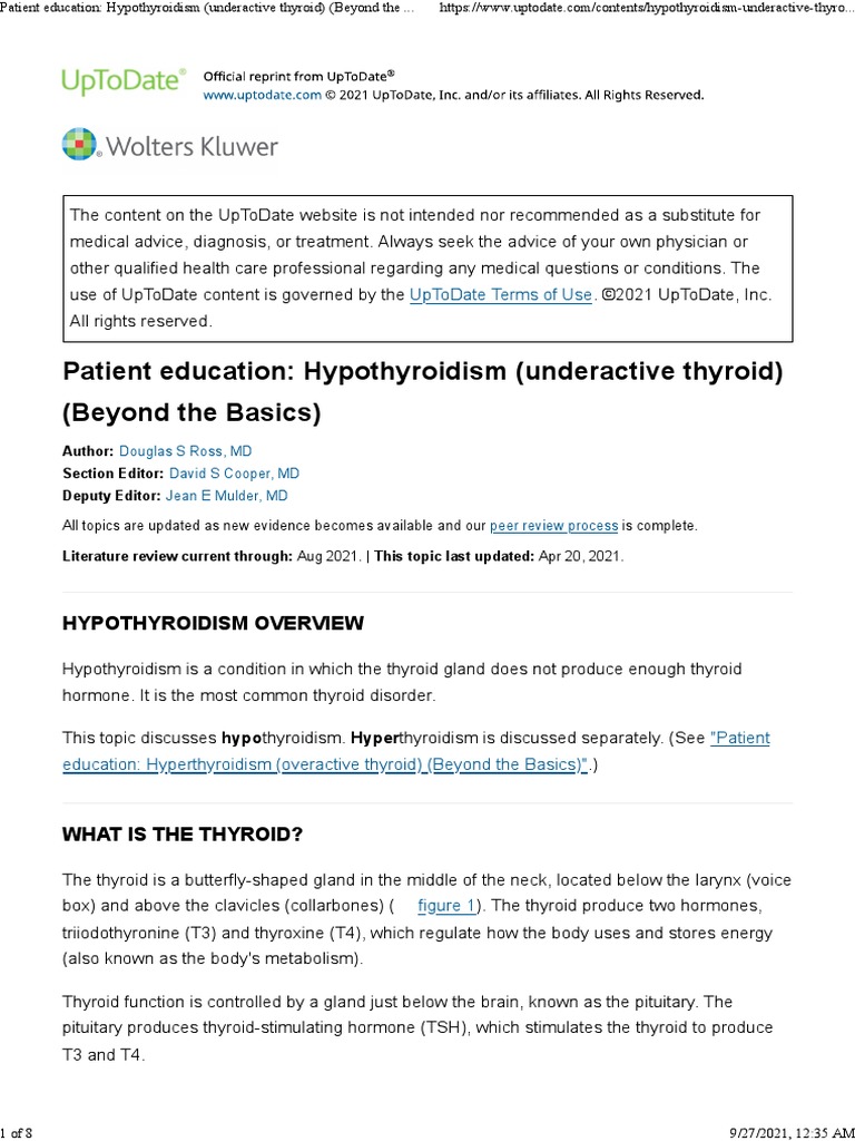 Patient Education - Hypothyroidism (Underactive Thyroid) (Beyond The ...