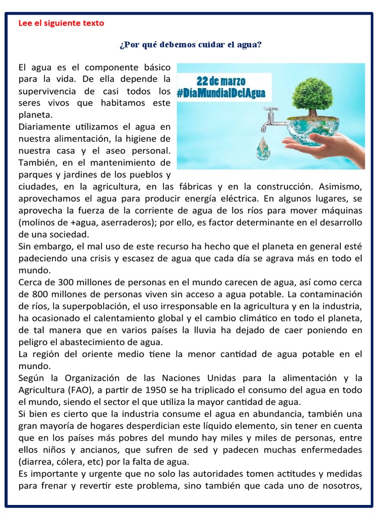 Lectura para 6° Día Del Agua | PDF