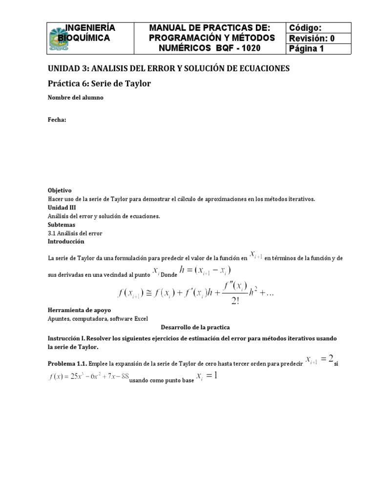 Práctica # 6. Serie de Taylor | PDF | Algoritmos | Ingeniería de software