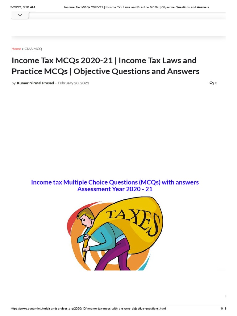 Income Tax MCQs 2020-21 - Income Tax Laws and Practice MCQs - Objective ...