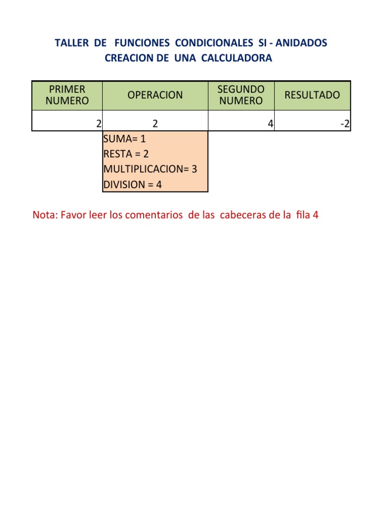 Taller 1 Calculadora Si Anidadas | PDF