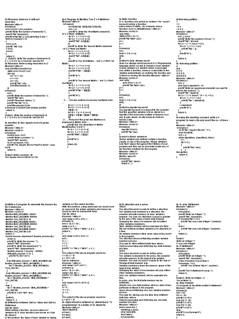 Notes C Pdf Pointer Computer Programming Subroutine