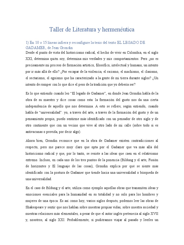 Taller de Literatura y Hermenéutica | PDF | Hermenéutica | Pobreza