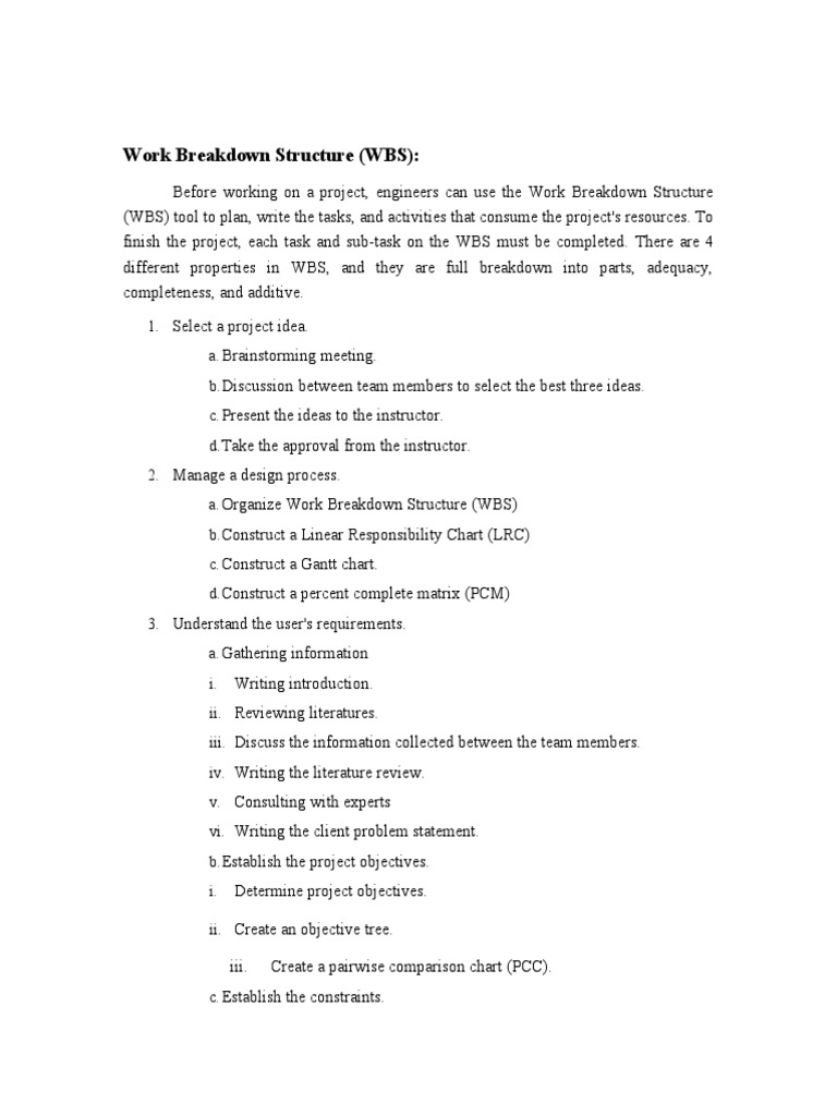 WBS (Progress Report) | PDF