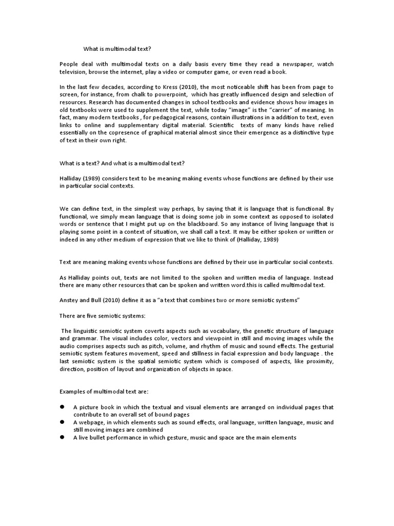 What Is Multimodal Text Pdf Linguistics Human Communication