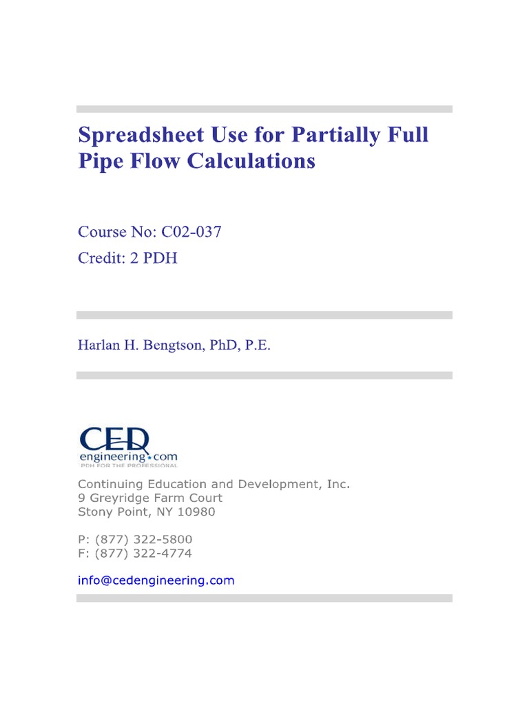 The Manning Equation For Partially Full Pipe Flow Calculations | PDF