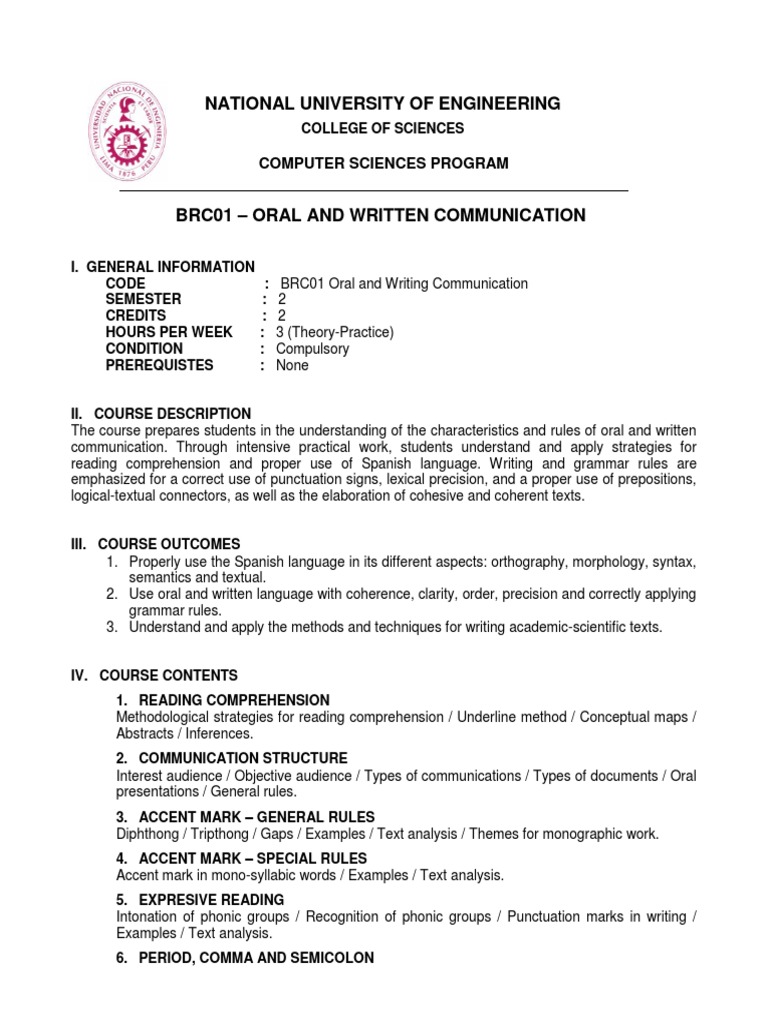 Oral and Written Communication Course | PDF | Language Arts & Discipline
