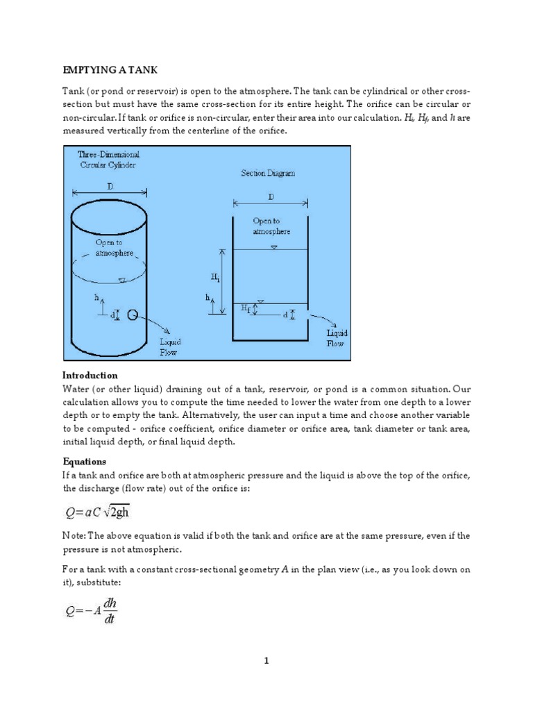 Emptying A Tank | PDF | Fluid Dynamics | Civil Engineering