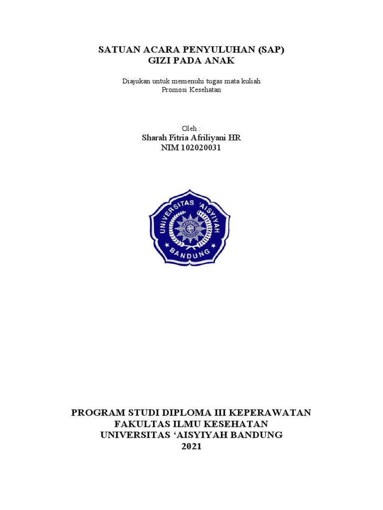 SAP-Gizi Pada Anak-Promkes | PDF | Pengembangan Diri | Kesehatan Holistik