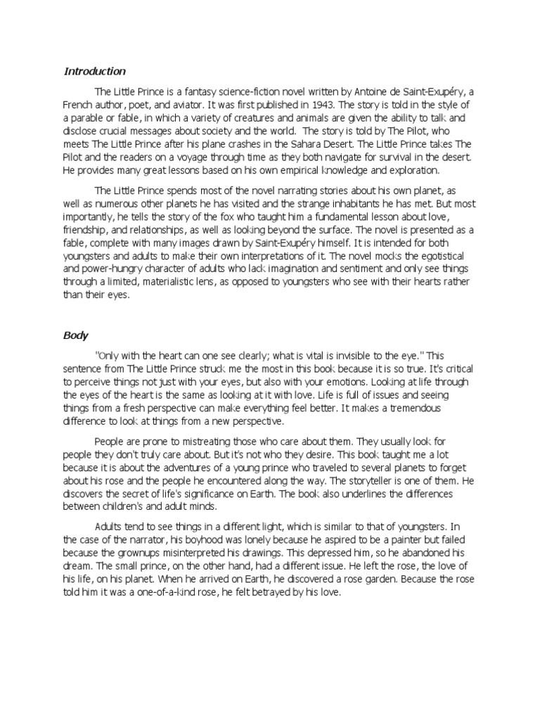 ReactionPaper - The Little Prince | Download Free PDF | The Little Prince