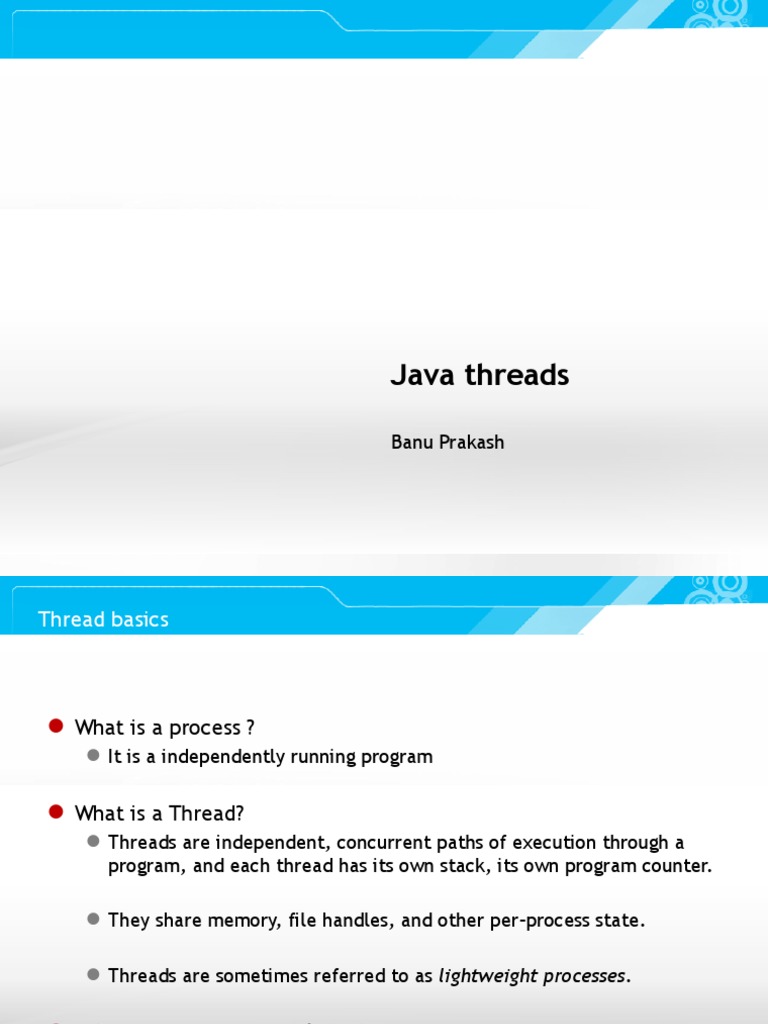 Java Threads Banu Prakash Pdf Thread Computing Concurrent Computing