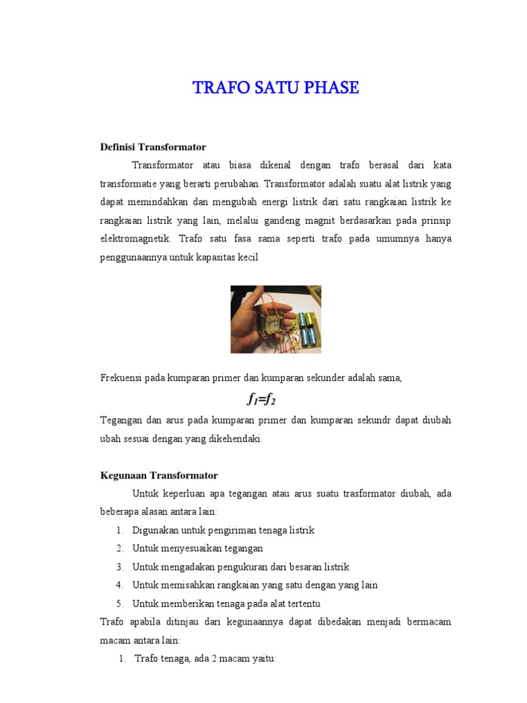 Trafo 1 Fasa | PDF