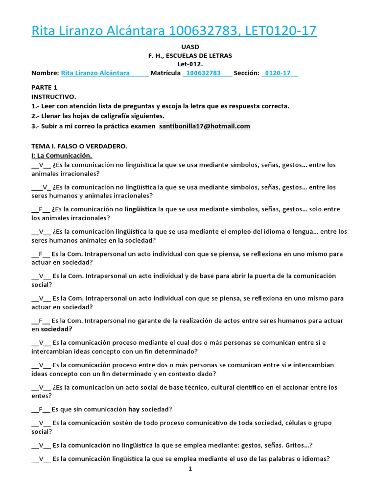 Let 012 Practica Examen y Calig., Sem.2021 2 | PDF | Comunicación | Hablar en público