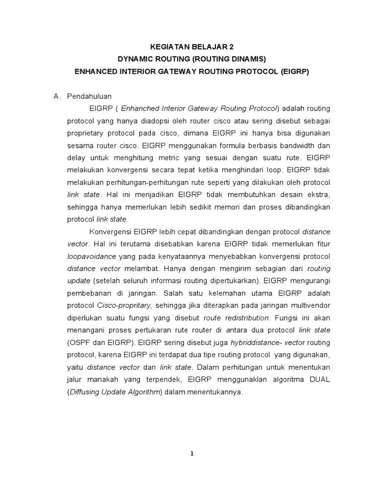 EIGRP: A Dynamic Routing Protocol | PDF