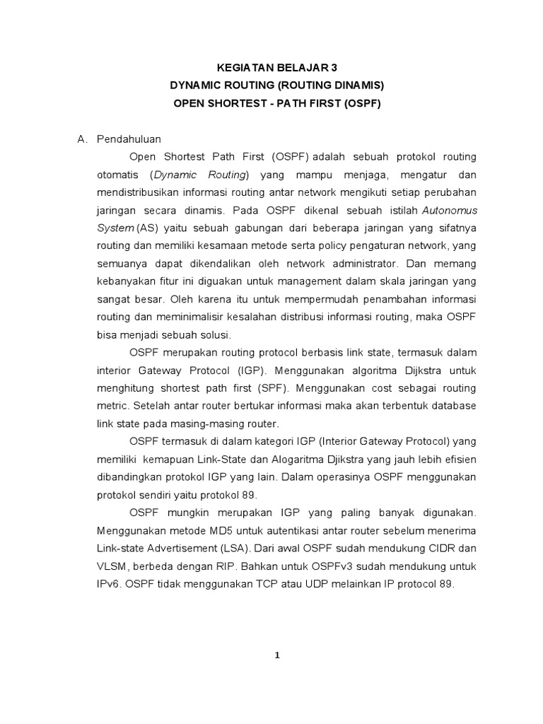 C. Materi Bab III. Routing Protocol - Ospf | PDF
