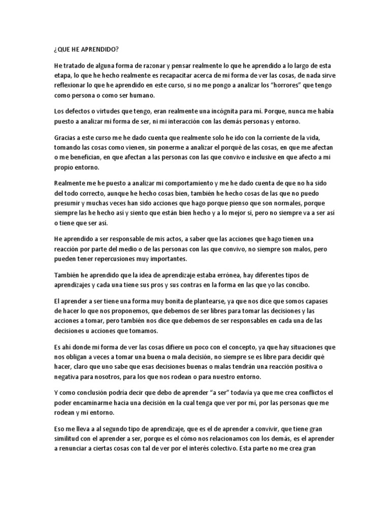 Que He Aprendido | PDF | Aprendizaje | Conceptos psicologicos