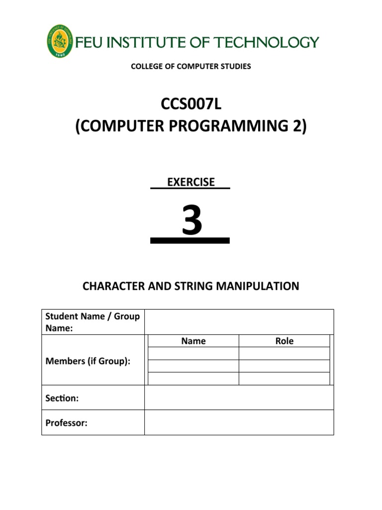 CCS0007 - Laboratory Exercise 3 | PDF | String (Computer Science) | Subroutine