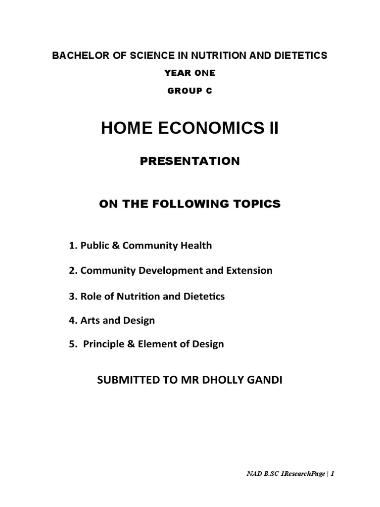 Home Economics II Presentation | PDF | Dietitian | Public Health
