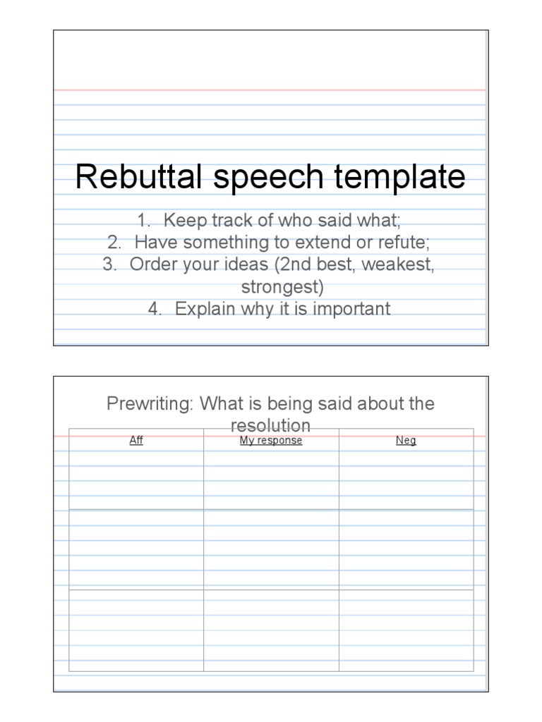 Student Congress Rebuttal Speech Template 2 Slide | PDF