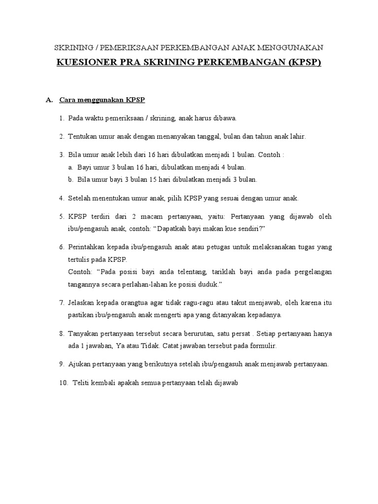 Panduan KPSP | PDF