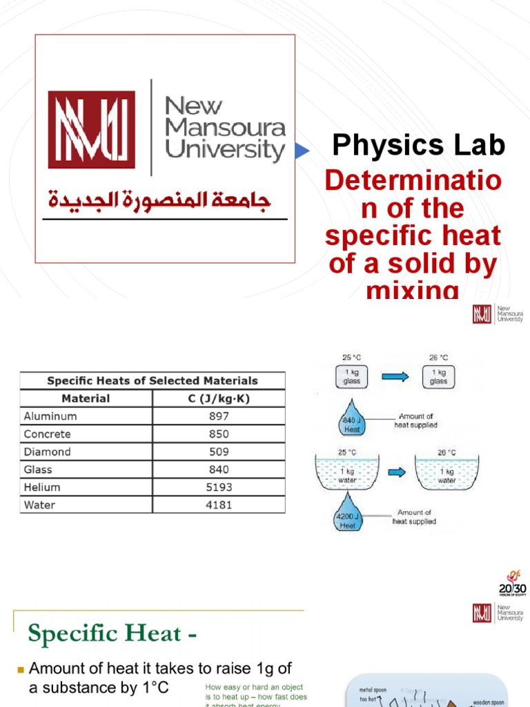 Physics Lab: Determinatio Nofthe Specific Heat of A Solid by Mixing ...