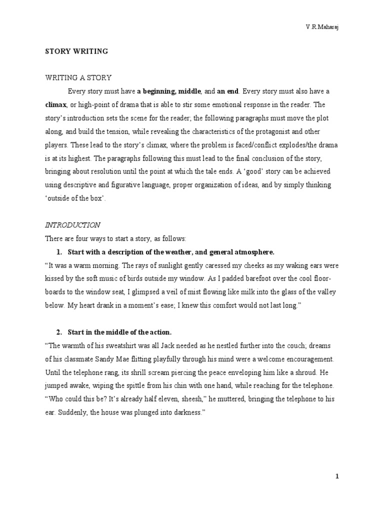 Story Writing Handout | PDF
